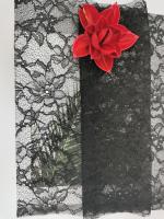 China 100% Nylon Black French Chantilly Embroidery Raschel Lace Fabric for sale