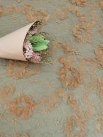 China Pink Floral Crochet Glitter Tulle Mesh Shining Lace Fabric for sale