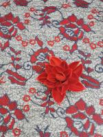 China Red Large Floral Colored Embroidery Crochet Lace Fabric Female Dress for sale