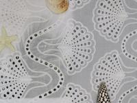 China White Bridal Lace Shell Pattern Embroidered Eyelet Fabric 100% Cotton for sale