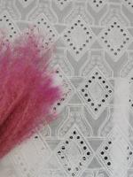 China Diamond Pattern Lace Eyelet White Cotton Broderie Fabric for sale