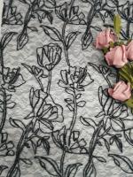 China Corded Black Embroidery 3D floral Lace fabric  Flower Tulle Mesh for sale