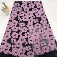 China Laser Cut Floral Lace Applique Embroidery Fabric Mesh for sale