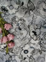China 125CM Floral Lace Sequin Embroidered Fabric For Dress Blouses for sale