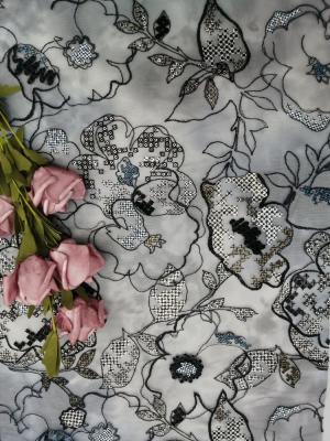 China 125CM Floral Lace Sequin Embroidered Fabric For Dress Blouses for sale