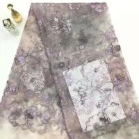 China 125CM Floral Lace Sequin Embroidered Fabric For Dress Blouses for sale
