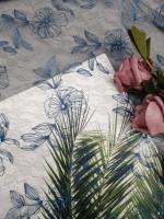 China Blue Voile Embroidered Lace Fabric Floral Tulle Mesh for sale