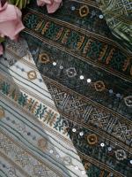 China Geometric Pattern Lace Colored Embroidery Fabric Sequin Voile for sale