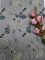 China Embroidered Tulle Mesh Fabric Garden Flower Lace Bedding Cloth for sale