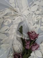 China Beige Cotton Embroidery Corded Fabric Bed Floral Tulle Cloth for sale