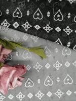 China AZO Free Tulle Mesh Printed Lace Fabric Balck Ground White Flocking for sale