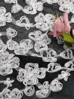 China White Black Contrast Color Flower Embroidered Lace Fabric Applique for sale