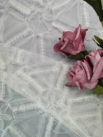 China White Crochet Lace Fabric 3D Floral Lace Fabric Mesh Cording Embroidery for sale