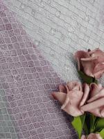 China Purple Color Embroidered Lace Fabric Diamond Type Lattice Pattern Mesh for sale