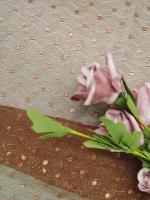 China Brown Color Embroidered Lace Fabric Metallic Tulle Lace Light Weight Dot Lace for sale