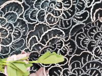 China Velvet Sequin Embroidered Fabric Embroidery Evening Dress Fabric for sale