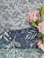 China Blue Tulle Embroidered Lace Fabric Flower Lace With Sequins for sale