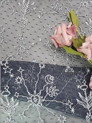 China Star Embroidered Mesh Lace Fabric Wedding Dress Fabric for sale