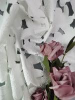 China Laser Cut Lace Fabric Pure White Cotton Embroidered Eyelet Fabric for sale