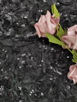 China Black Embroidered Lace Fabric High End Sequin For Evening Dress for sale