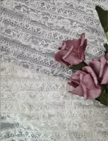 China White Soft Tulle 100% Polyester Embroidered Lace Fabric 3D for sale