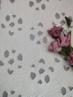 China Tulle Mesh Printed Lace Fabric Black Ground White Flocking AZO Free for sale