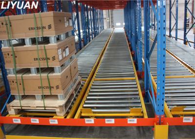 China FIFO Gravity Feed Pallet Racking 1200 Kg Heavy Duty Steel Roller Sliding for sale