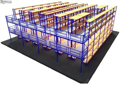 China Powder Coated Mezzanine Racking System Multi - Level Steel Structure Shelves Racks for sale