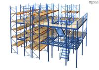 China Powder Coated Mezzanine Racking System Multi - Level Steel Structure Shelves Racks for sale