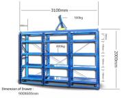 China Storehouse Steel Plate Drawer Injection Mold Racks With Heavy Duty Hoist Crane for sale