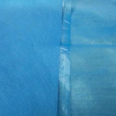 China Medical Bed Sheet Blue White 25gsm Fabric + 15gsm Film Laminated Nonwoven for sale