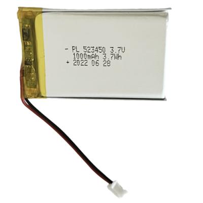 China 3.7V 1000mAh Rechargeable Lithium Polymer Battery 523450 for Home Application for sale