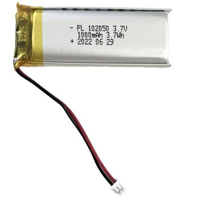 China 3.7V 1000mAh Rechargeable Lithium Polymer Battery 102050 for Beauty Products for sale