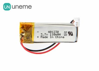 China 3.7V Low Self - Discharge Rechargeable Lithium Polymer Battery 401230 110mAh for sale