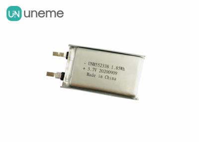 China 9g 3.7V 500mAh Lithium Polymer Battery 552338 4.2V Charging Voltage KC Certified for sale