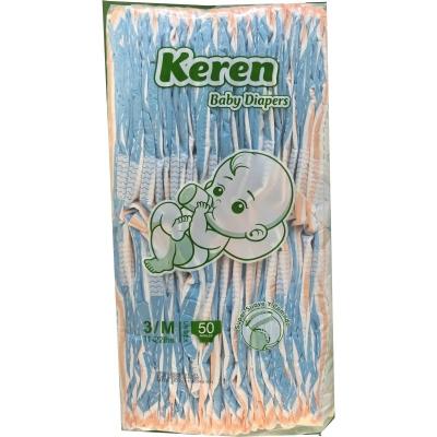 China KEREN Organic Soft Disposable Baby Diapers with Wetness Indicator 80-120 Pcs for sale
