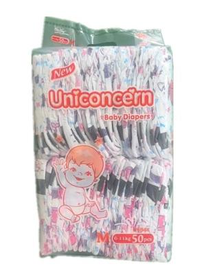 China Uniconcern Grade A Dry Soft Disposable Newborn Baby Diapers 3-6kg 240ml Absorbency for sale