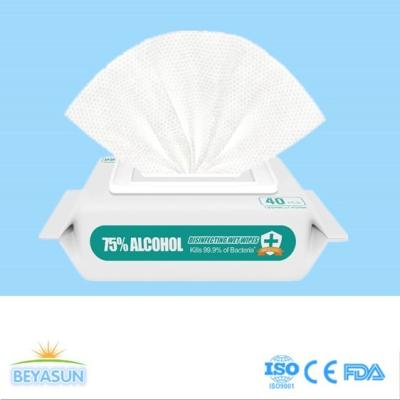 China Biodegradable 75% Ethyl Alcohol Surface Disinfectant Wet Wipes 18.5x14 cm 40 Packs for sale