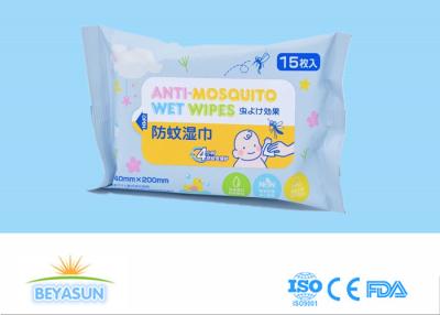China Anti Mosquito Baby Wet Wipes 14x20cm for Face and Feet Cleaning Eco Friendly for sale