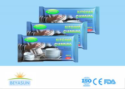 China Disposable Nonwoven Kitchen Cleaning Wet Wipes 80 Pulls Spunlace 200x180mm for sale