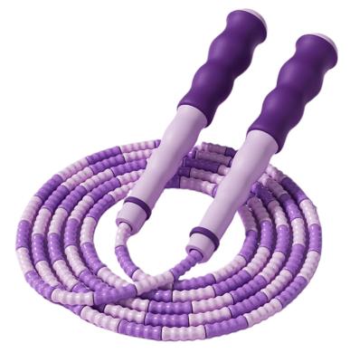 China Purple Soft Beaded Jump Rope for Children 2600mm Adjustable Nylon Rope 127 PVC Beads for sale