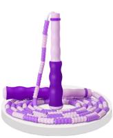 China Purple Soft Beaded Jump Rope for Children 2600mm Adjustable Nylon Rope 127 PVC Beads for sale