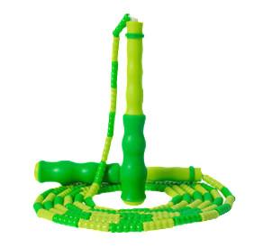 China Kids Adjustable Beaded Skipping Rope 2600mm Green Tangle-Free Jump Rope for Exercise for sale