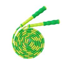 China Kids Adjustable Beaded Skipping Rope 2600mm Green Tangle-Free Jump Rope for Exercise for sale