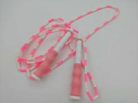 China Adjustable Soft Beaded Nylon Jump Rope 2600mm with Wavy Handles for Kids Fitness Moderate Exercise for sale