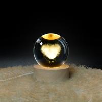 China Wooden Crystal Ball USB LED Night Light 6cm Warm Light Home Decor Gift for sale
