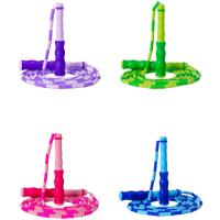 China Green Yellow Adjustable Beaded Jump Rope for Kids Teens 2600mm Nylon Rope 127 PVC Beads for sale
