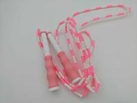 China Adjustable Beaded Skipping Rope 2600mm Nylon Rope PP TPE Handle for Kids Teens for sale