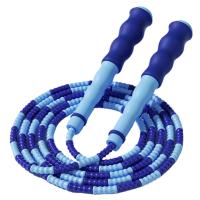 China Adjustable Length Beaded Jump Rope 2600mm Nylon Rope with Wavy Handle for Kids Fitness for sale