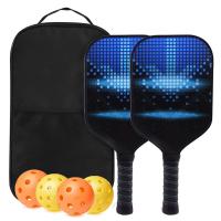 China Carbon Fiber Fiberglass Pickleball Paddle Set 40x20cm PP Honeycomb Core UV Printed for sale